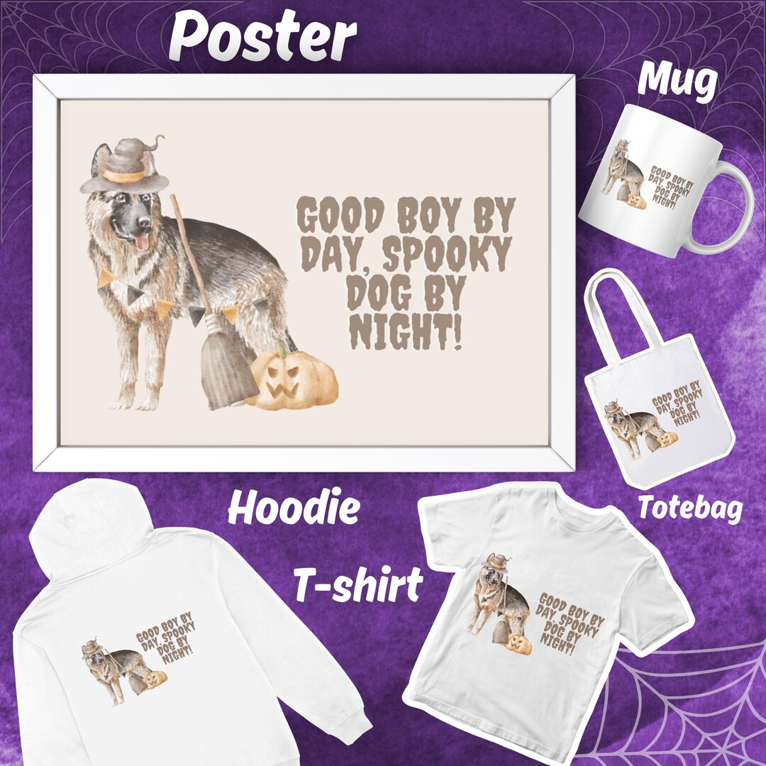 Watercolor Spooky German Shepherd Dog Halloween Design, Dog - Pet Lover ...
