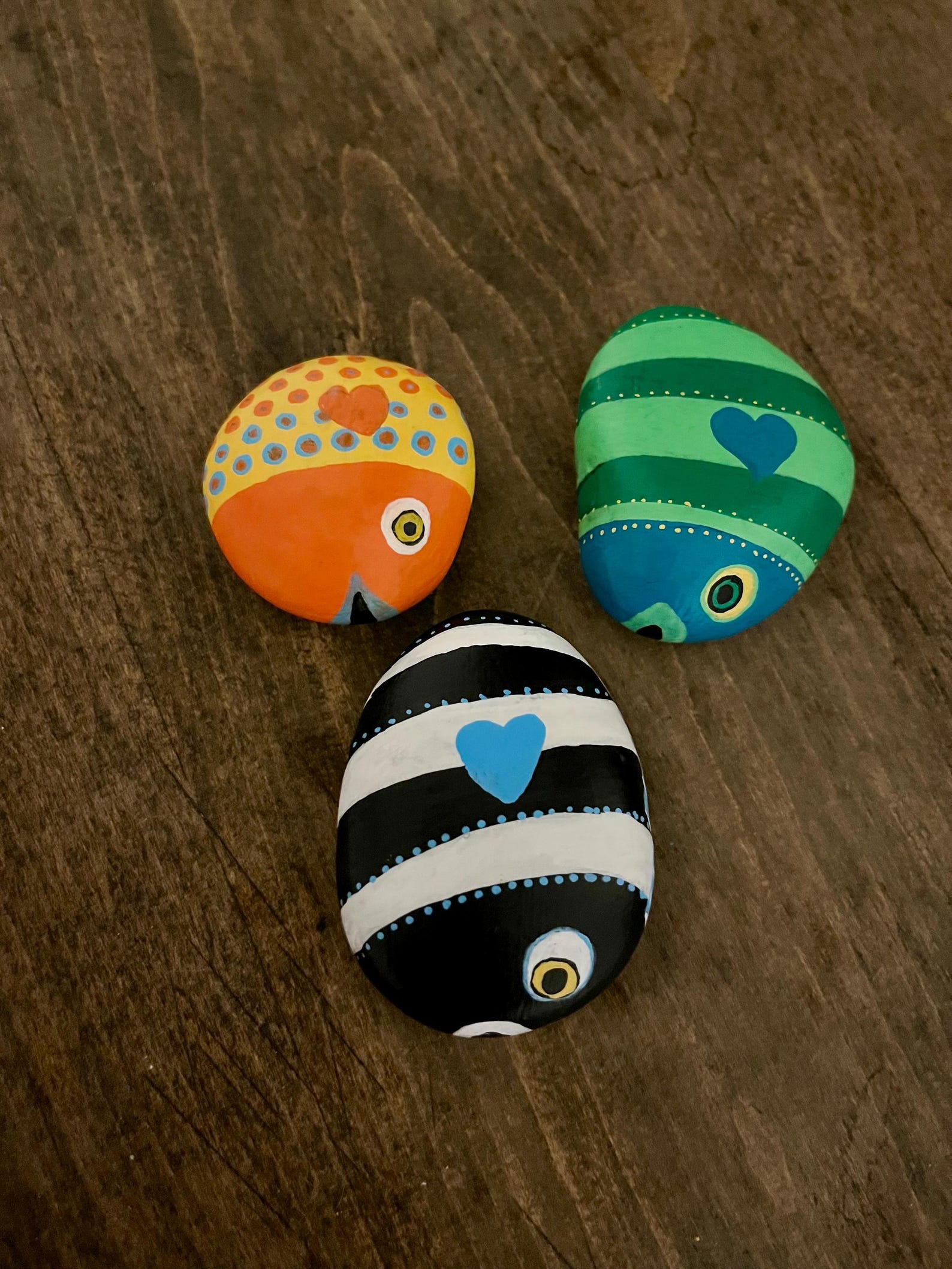 Fish Painted Rocks, (set of 3) Fishtank Decor, Home Decor, Painted ...