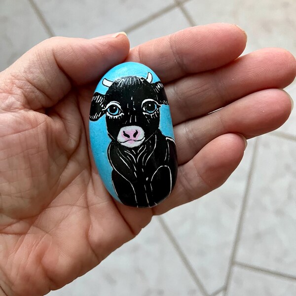 Painted Cow on Rock - Etsy