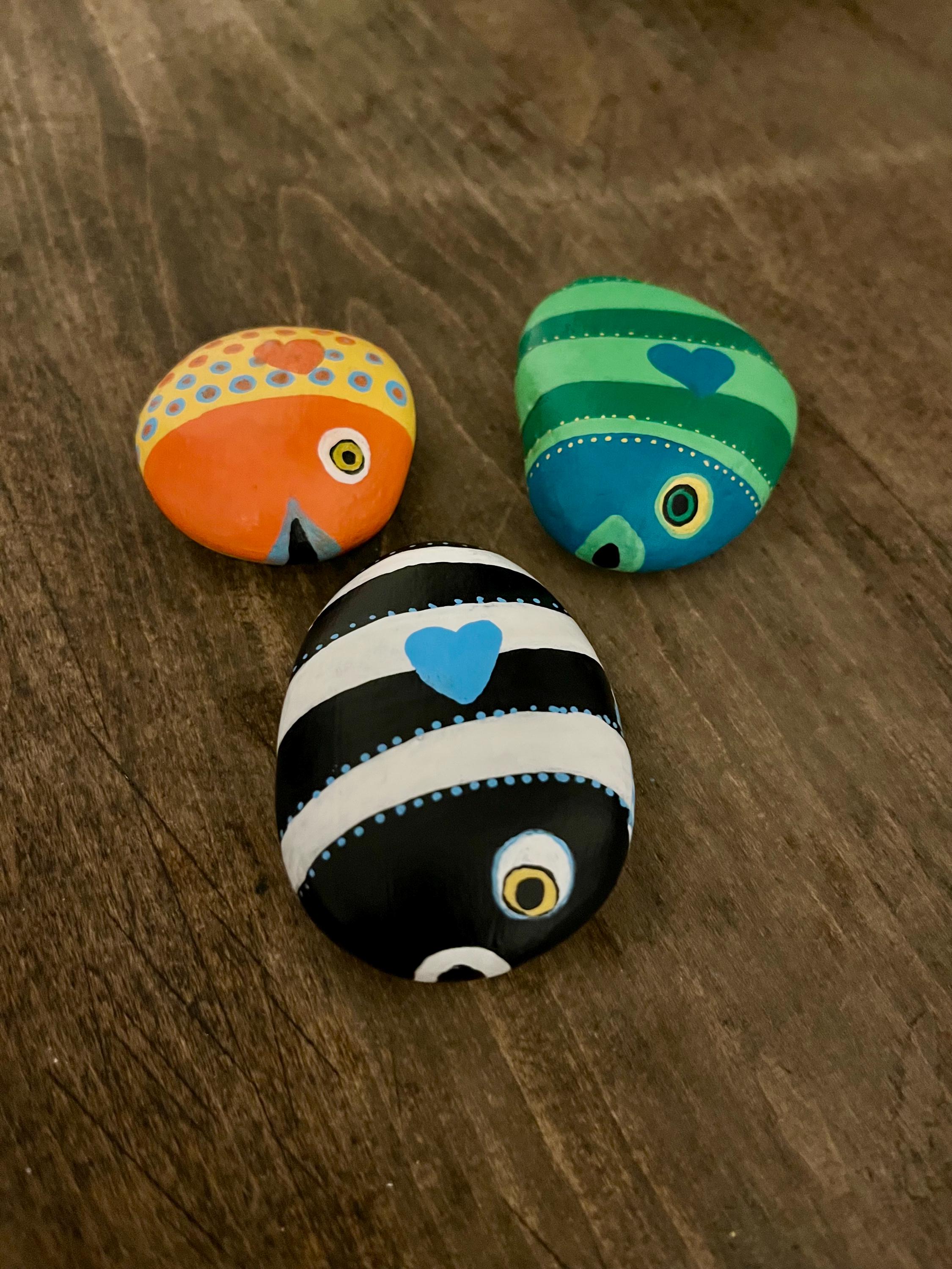 Fish Painted Rocks, (set of 3) Fishtank Decor, Home Decor, Painted ...