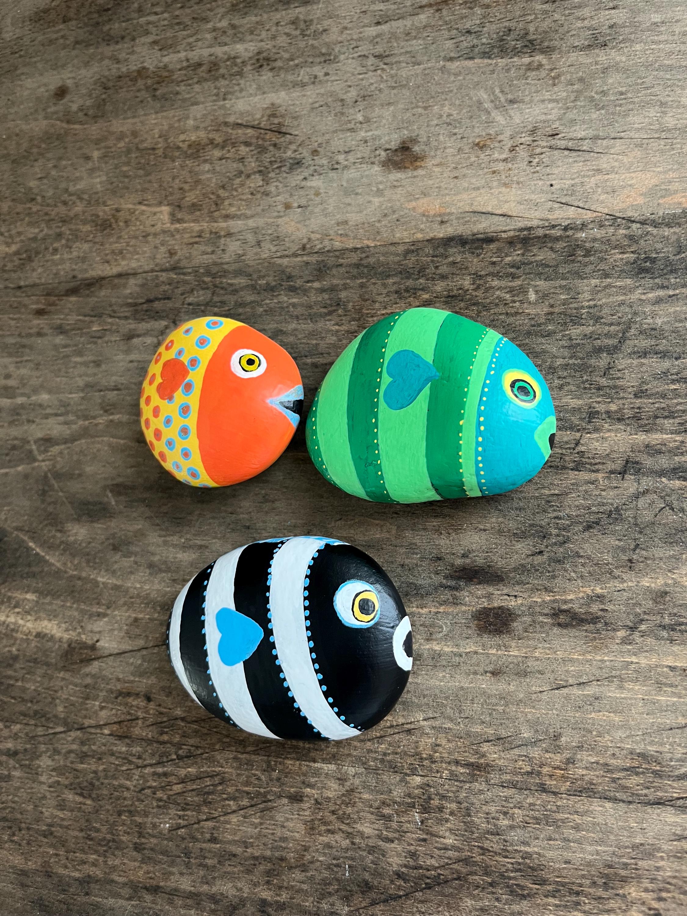 Fish Painted Rocks, (set of 3) Fishtank Decor, Home Decor, Painted ...