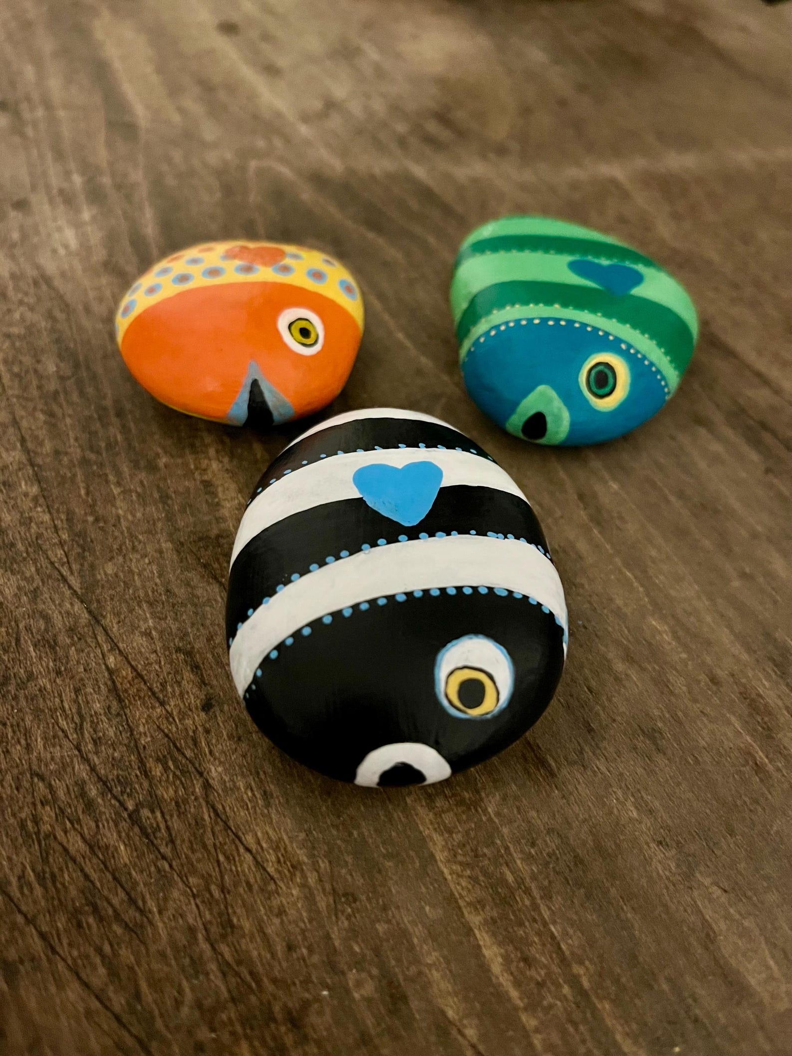 Fish Painted Rocks, (set of 3) Fishtank Decor, Home Decor, Painted ...