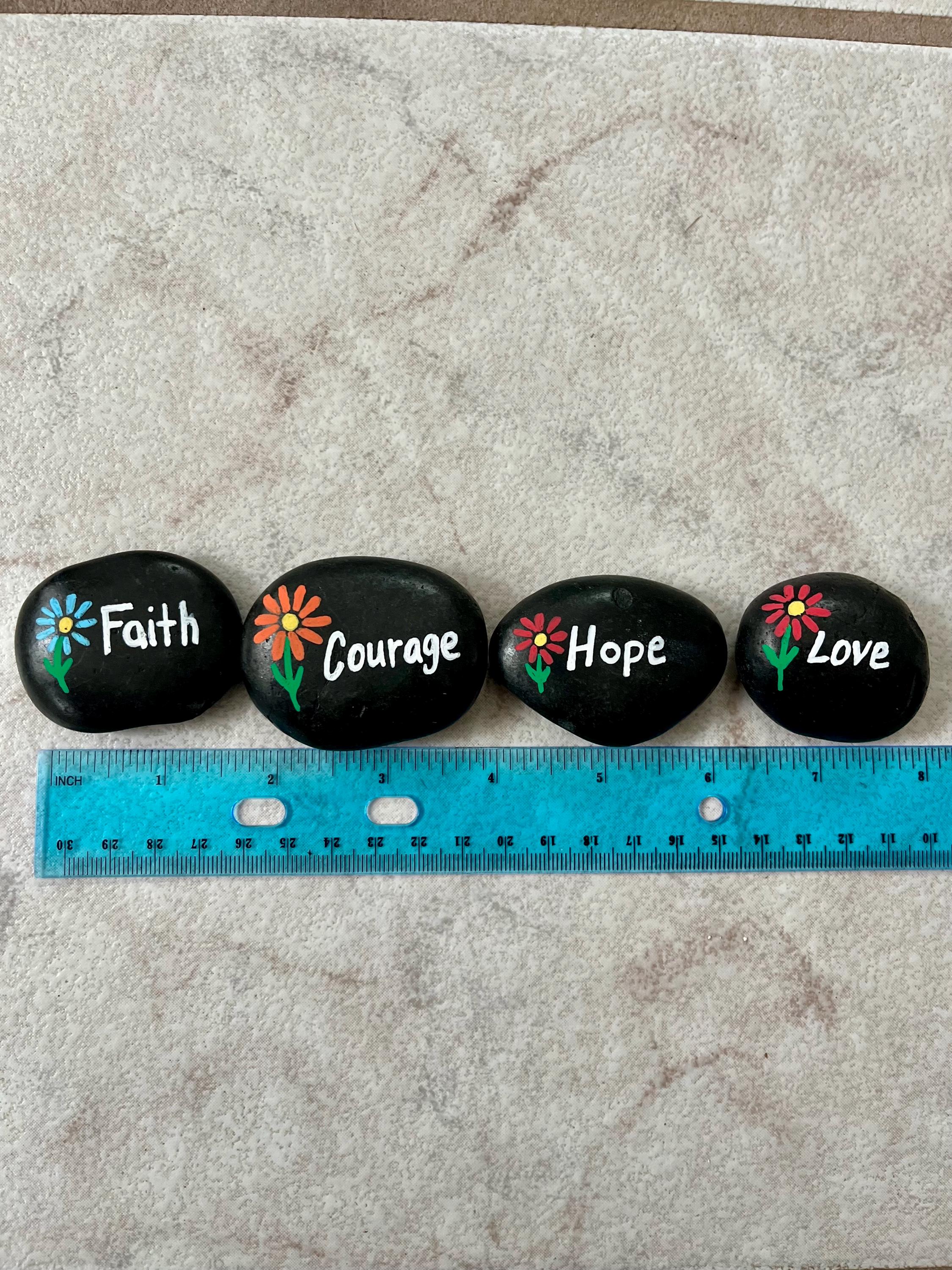 Inspirational Painted Rocks, Set of 4, Faith, Hope, Love, Courage - Etsy