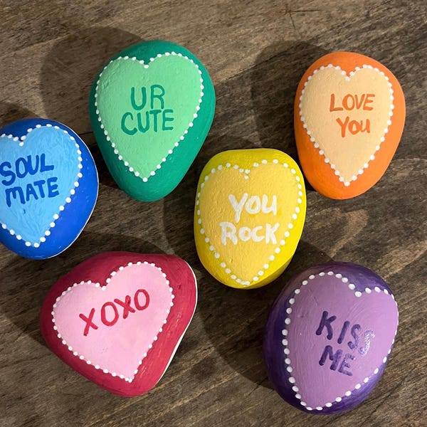 Painted Heart Rock - Etsy