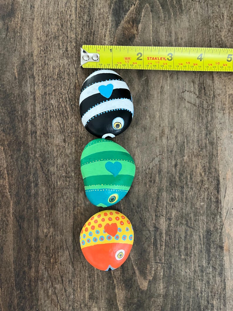 Fish Painted Rocks, (set of 3) Fishtank Decor, Home Decor, Painted ...