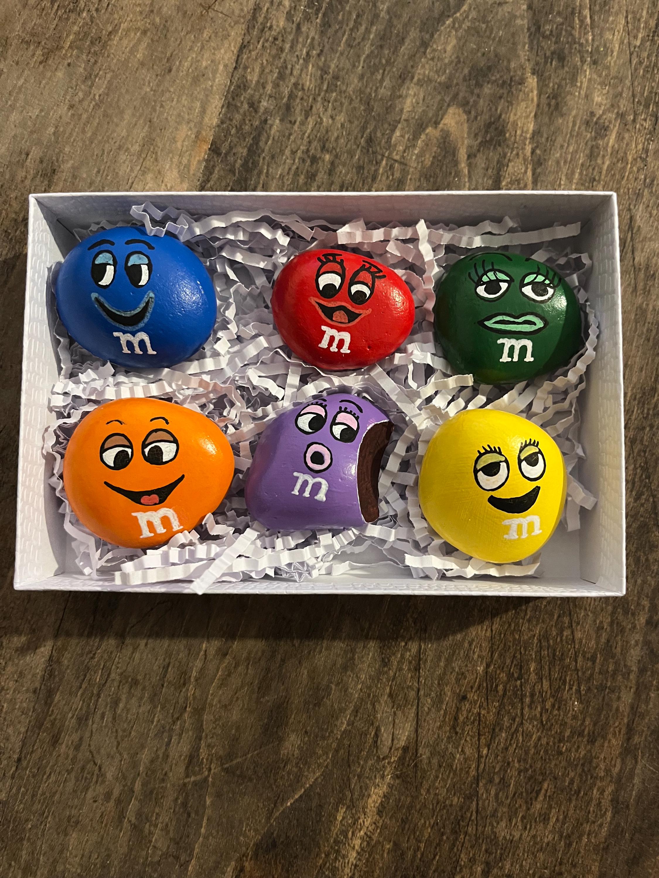 M&M Painted Rocks Set of 6 - Etsy