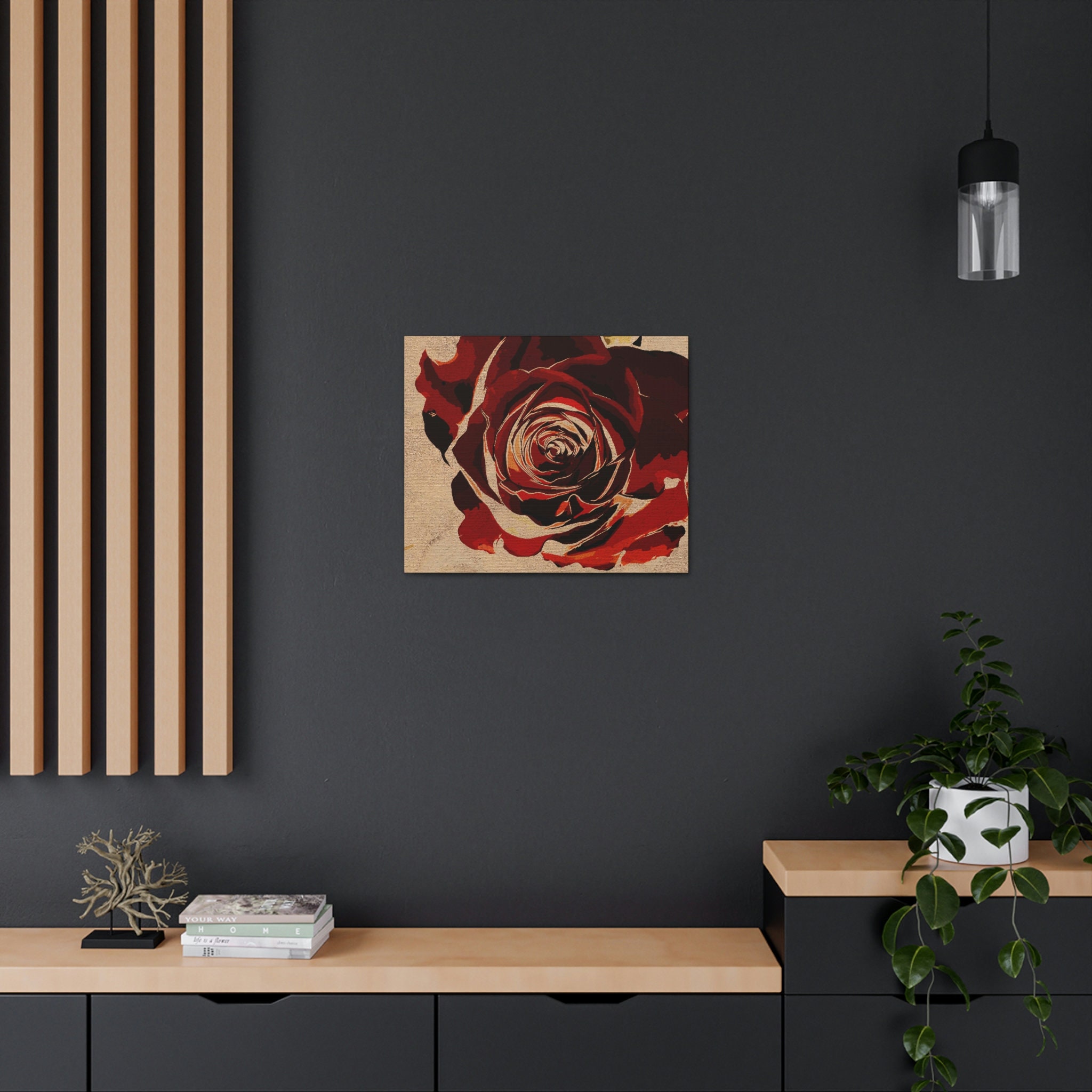 Vintage Red Rose Wall Decor Canvas Gallery Wraps - Etsy