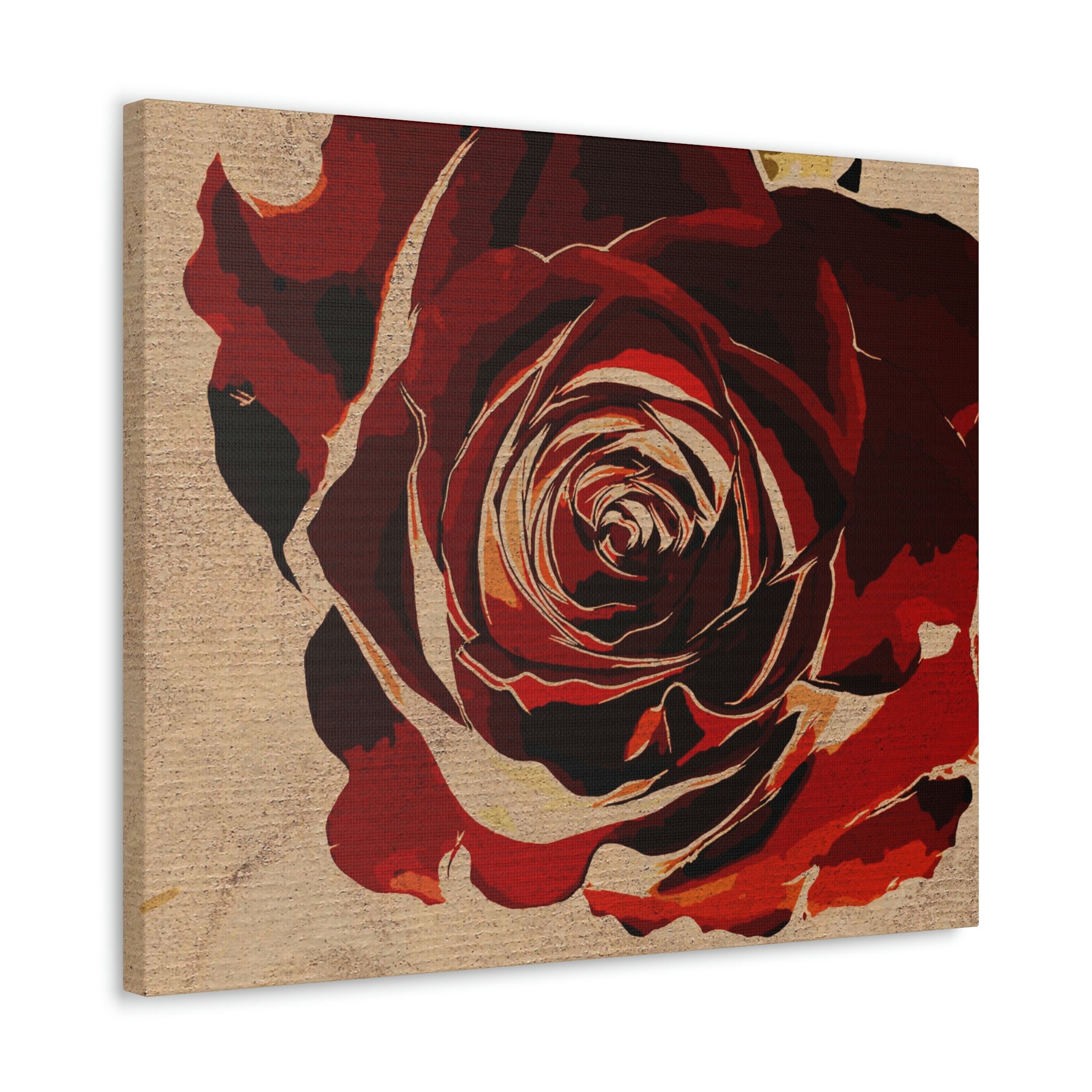 Vintage Red Rose Wall Decor Canvas Gallery Wraps - Etsy