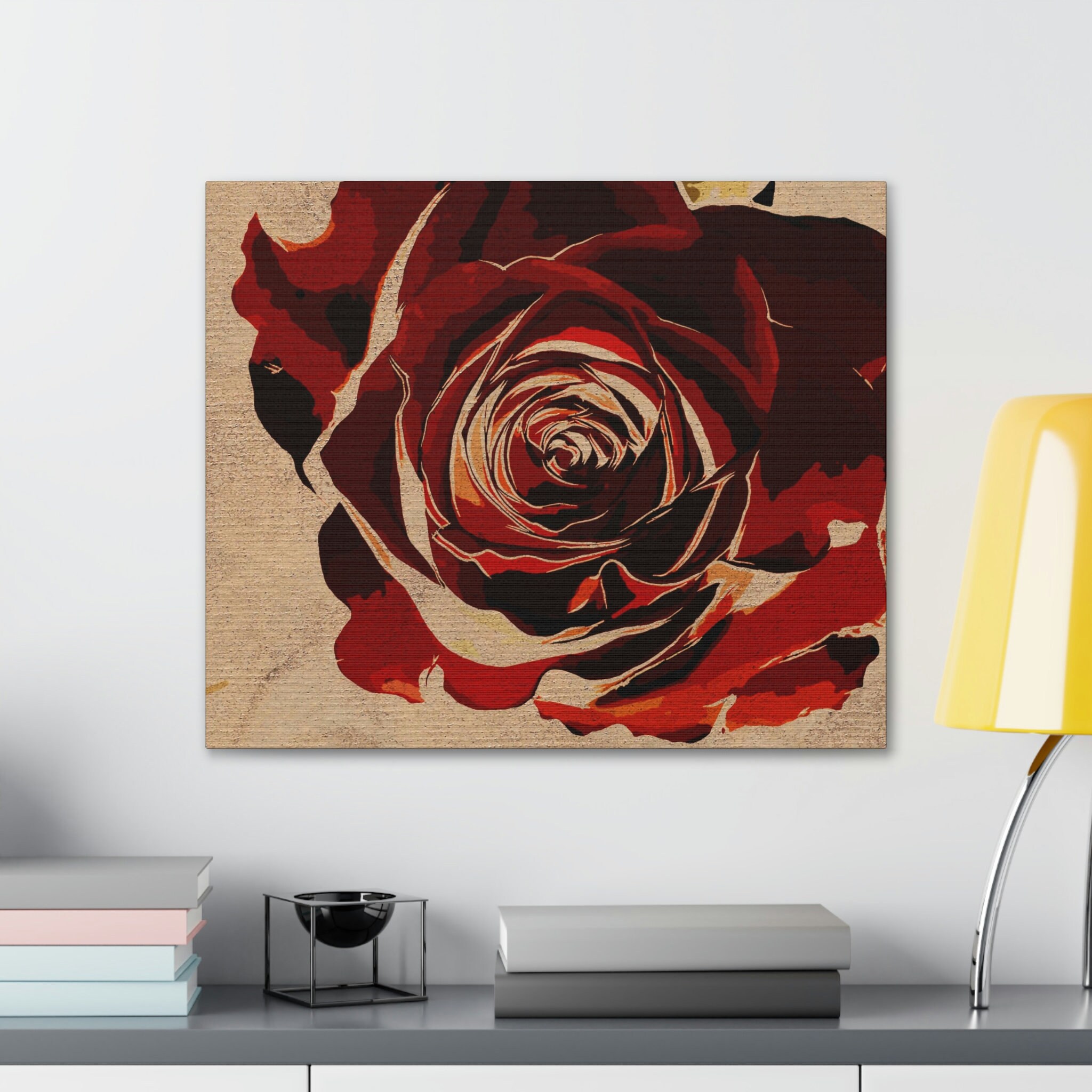 Vintage Red Rose Wall Decor Canvas Gallery Wraps - Etsy