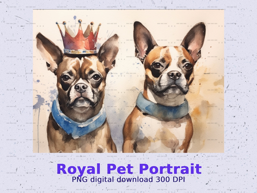 Royal Pet Portrait Boston Terriers Wearing Crowns Digital - Etsy