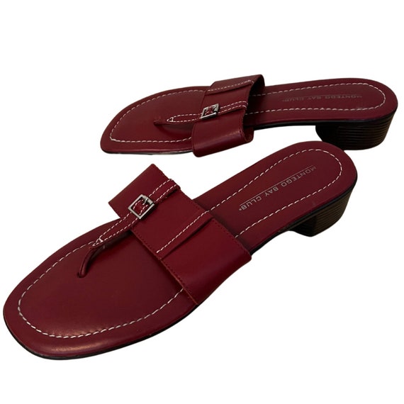 Red Leather Low Heel Summer Slide Sandals Size 8.5 by… - Gem