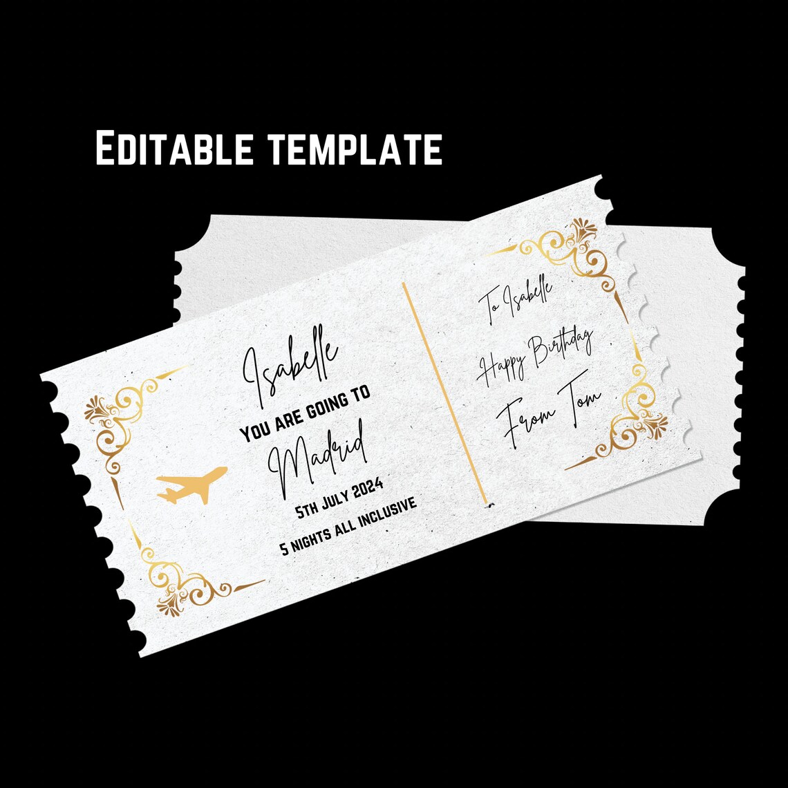 Travel Ticket Template, Print-at-home, Surprise Trip, Airline Ticket ...