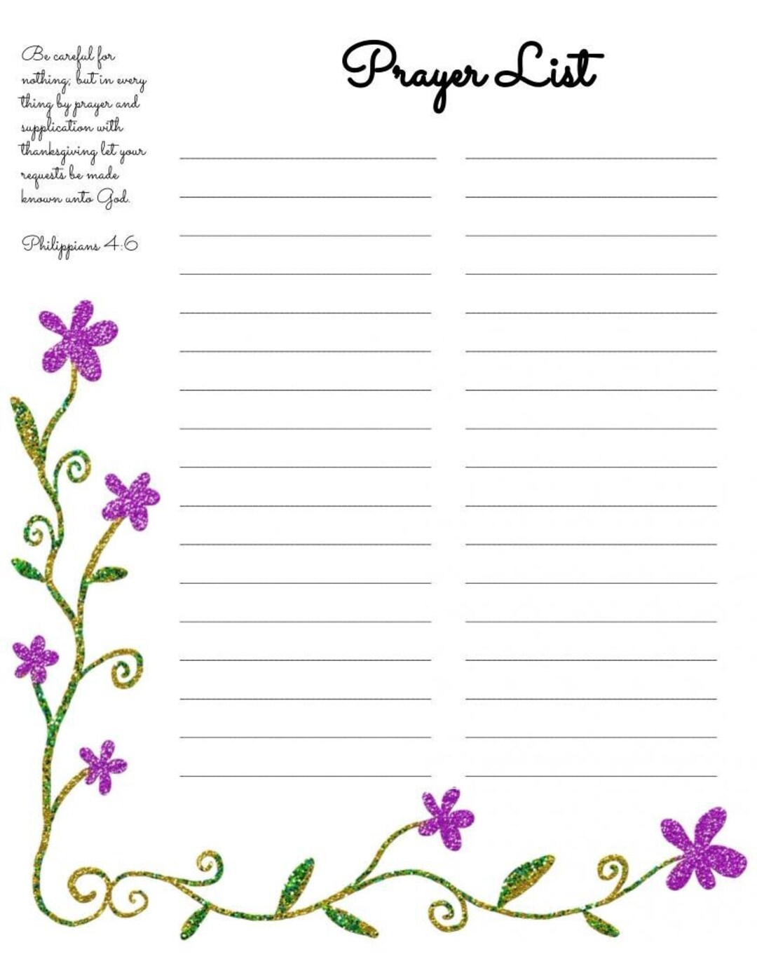 Printable Prayer List - Etsy