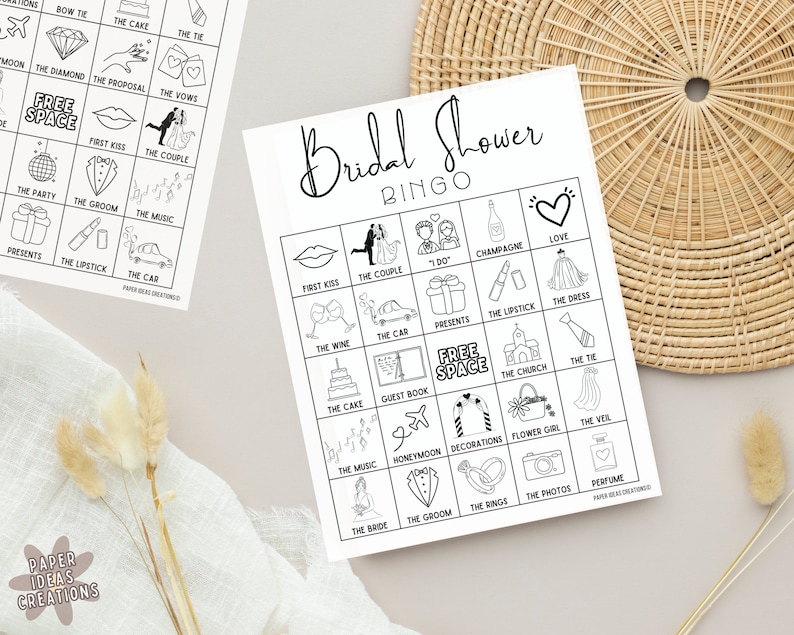 Printable Bridal Shower Bingo Game With Pictures SET OF 50 - Etsy