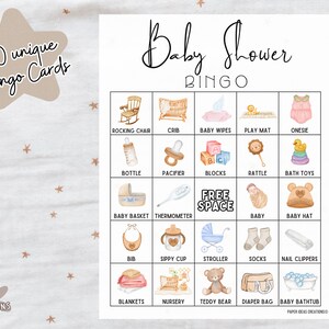 Digital Baby Shower Bingo Cards With Pictures SET OF 50 - Etsy