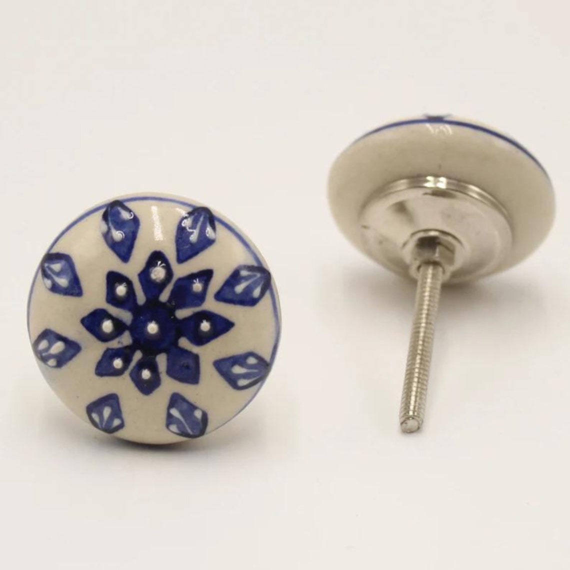 Blue Ceramic Drawer Pulls Knobs Kitchen Cabinet Door Handle Drawer Knobs Hardware Knobs Handmade ...