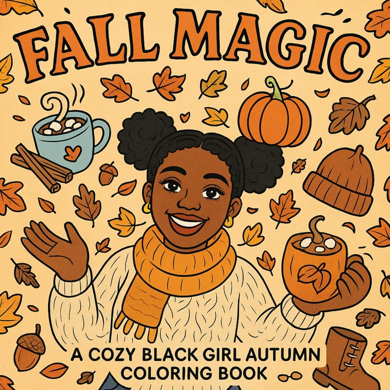 Cozy Fall Coloring Book for Black Girls: Autumn Relaxation - Etsy