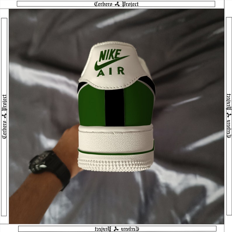 Nike Air Force 1 Custom Green/blue/red/turquoise Black and White Af1 ...