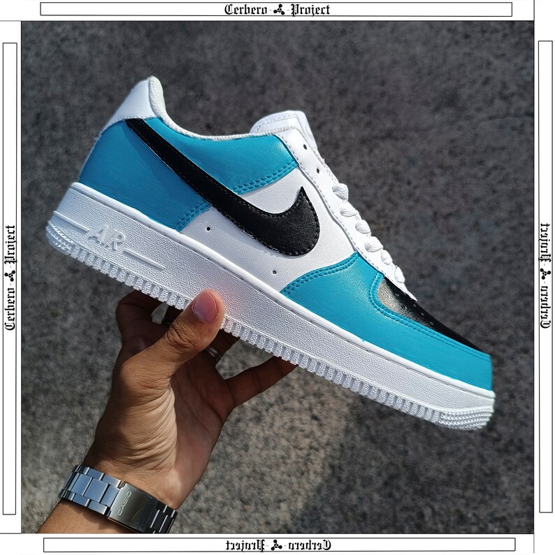 Nike Air Force 1 Custom Green/blue/red/turquoise Black and White Af1 ...