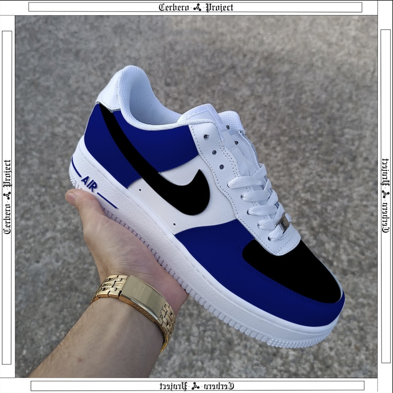 Nike Air Force 1 Custom Green/blue/red/turquoise Black and White Af1 ...