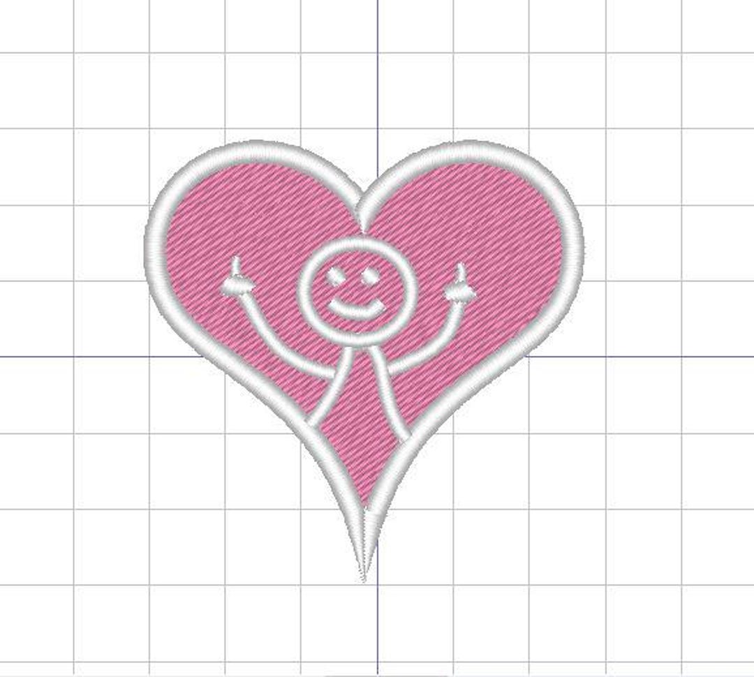Retro Middle Finger Heart Embroidery File | Sassy Stick Figure Machine ...