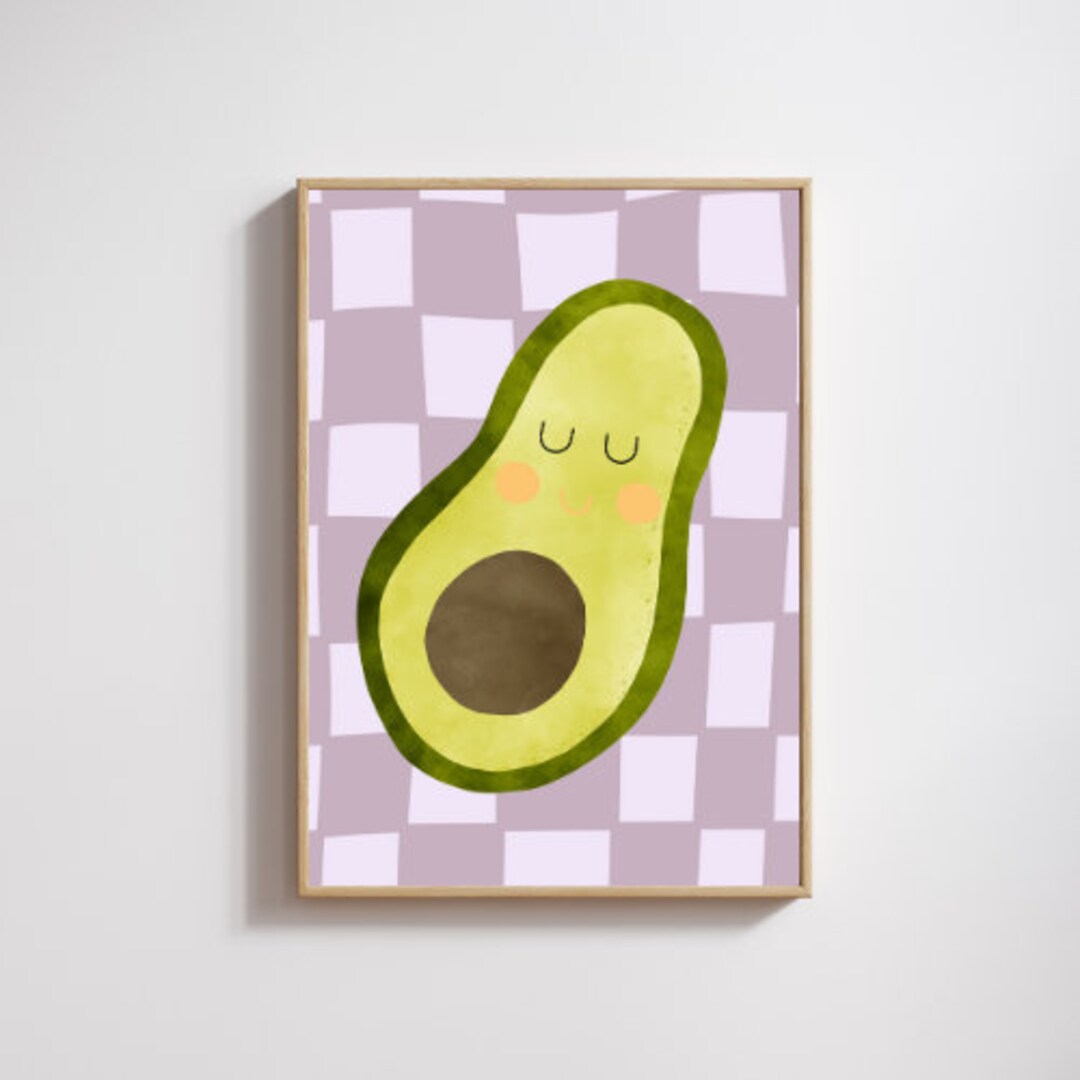 Colorful Checkered Avocado Artwork, Printable Wall Art, Digital Print ...