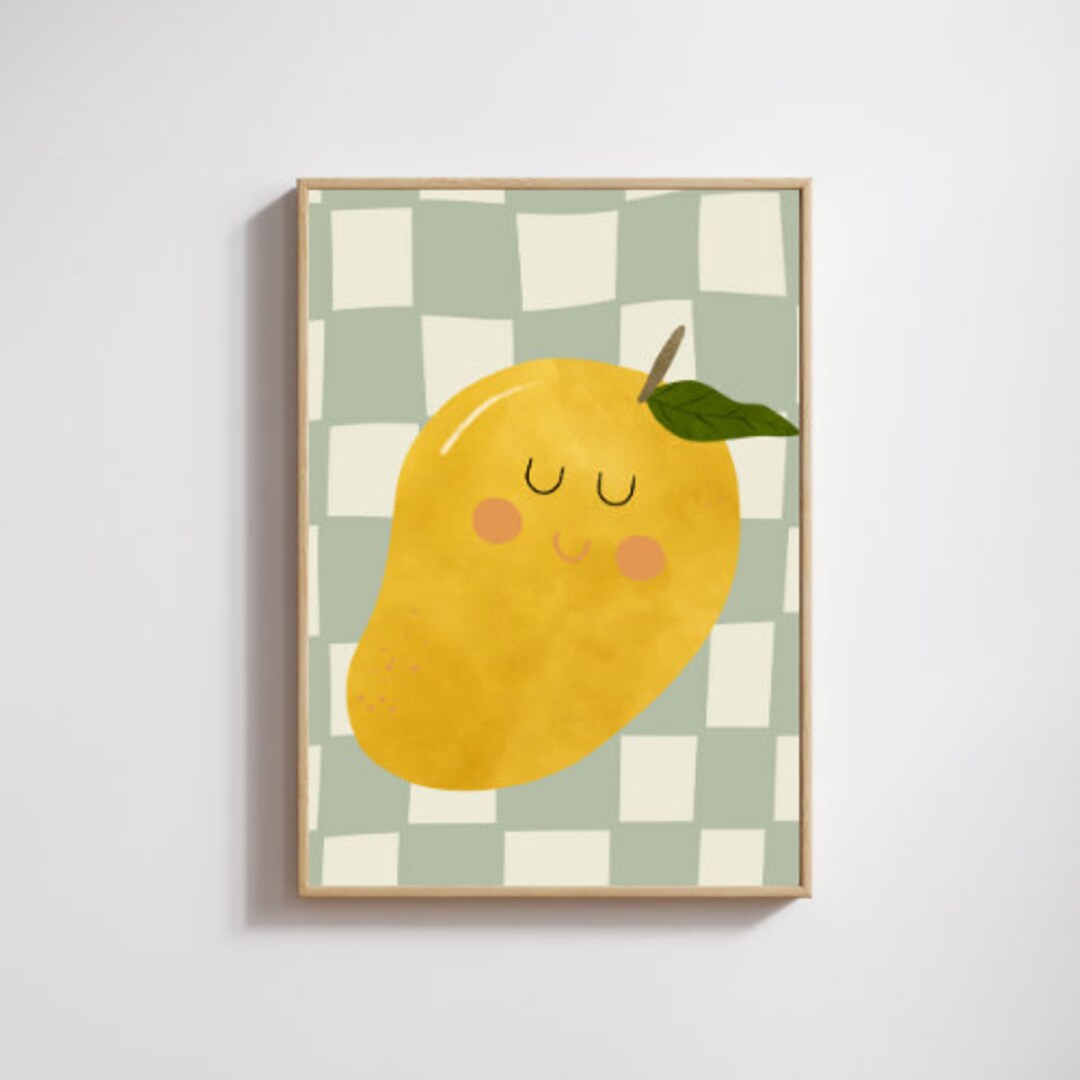Colorful Checkered Mango Artwork, Printable Wall Art, Digital Print ...