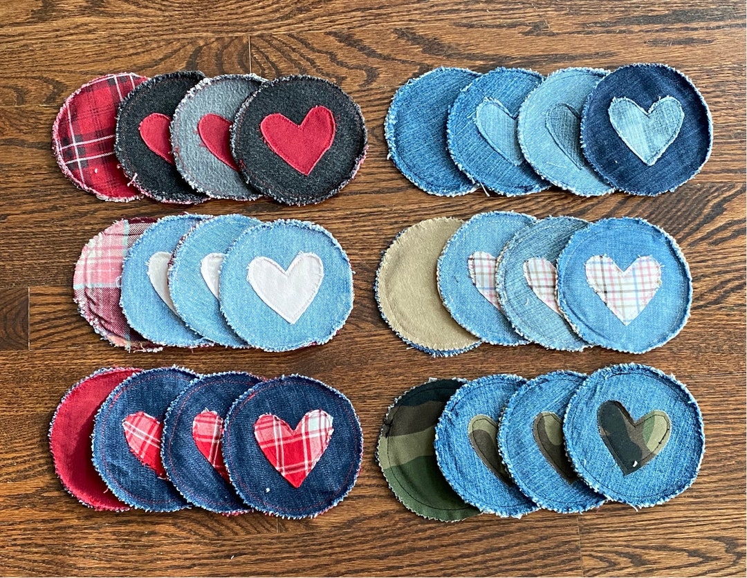 Denim Cutout Coasters Patches Assorted Hearts - Etsy