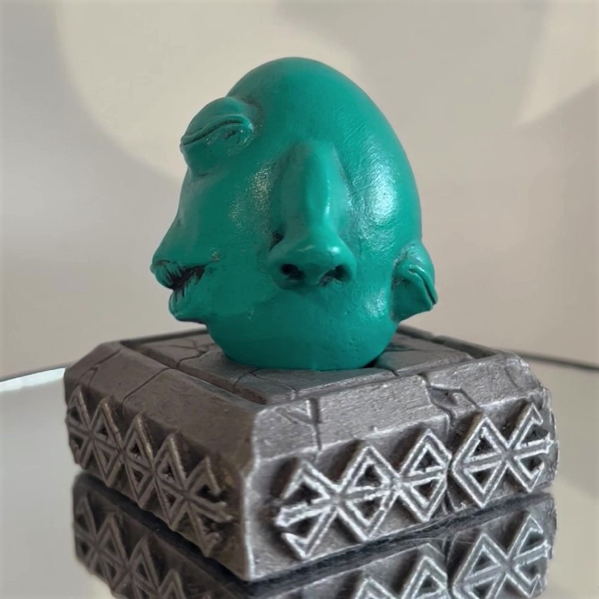 Turquoise Surrealistic Egg Sculpture With Runic Base - Etsy