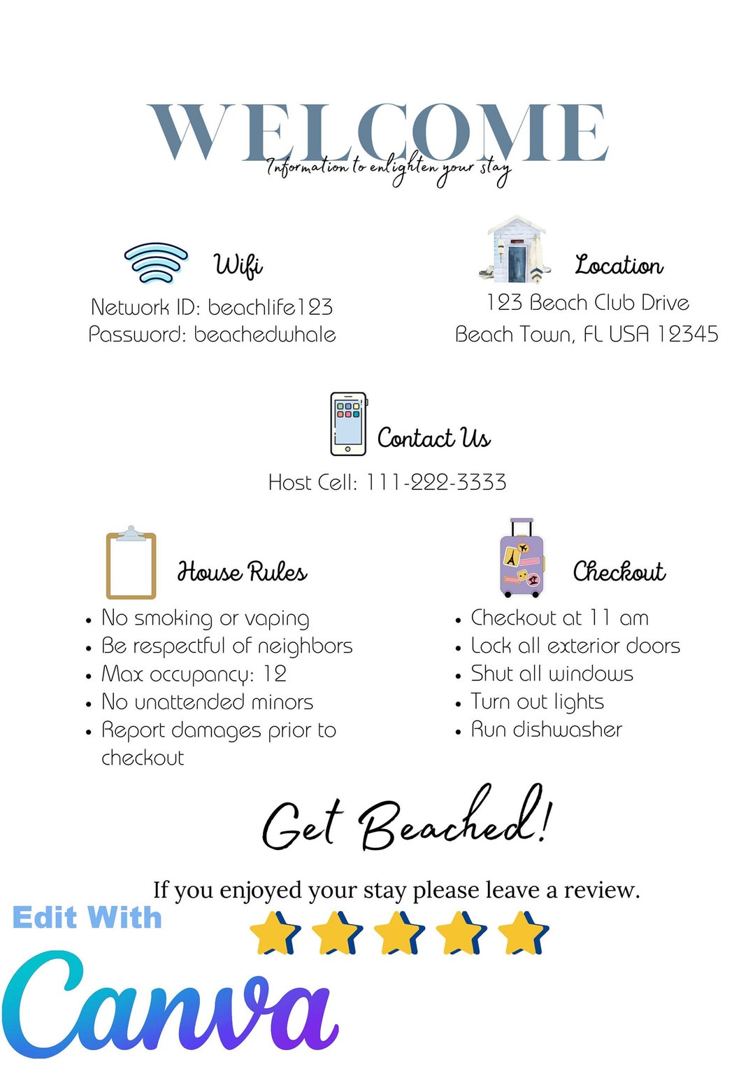 Str/rental Welcome Sign - Etsy