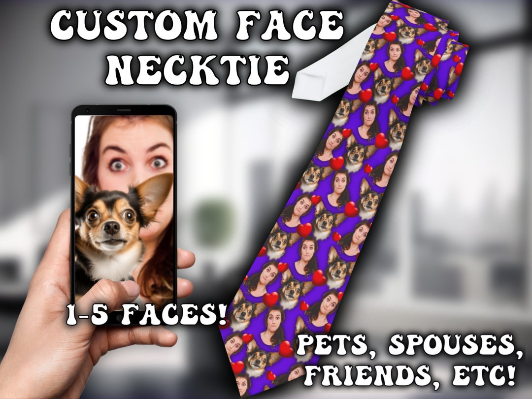 Custom Face Necktie, Custom Pet Personalized Tie, Custom Text Neck Tie ...