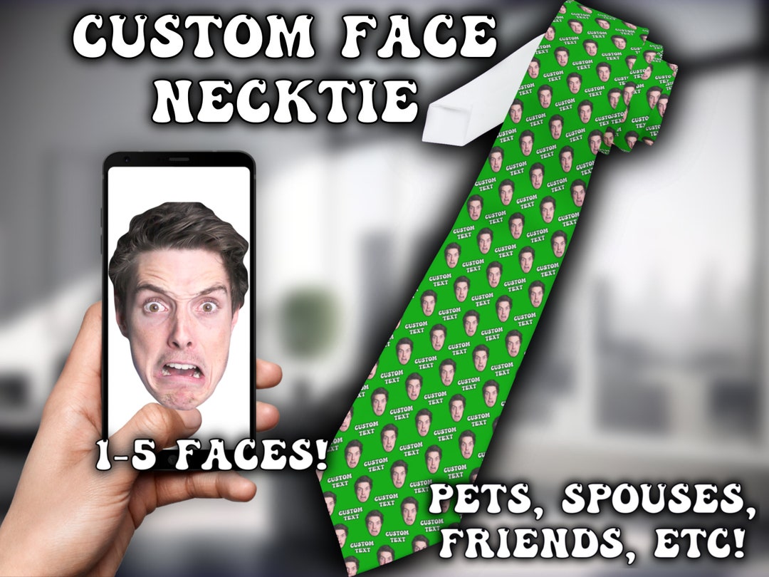 Custom Face Necktie, Custom Pet Personalized Tie, Custom Text Neck Tie ...