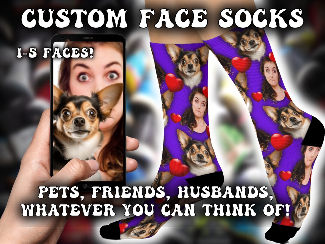 Custom Face Socks, Custom Dog Personalized Socks, Custom Text Socks ...