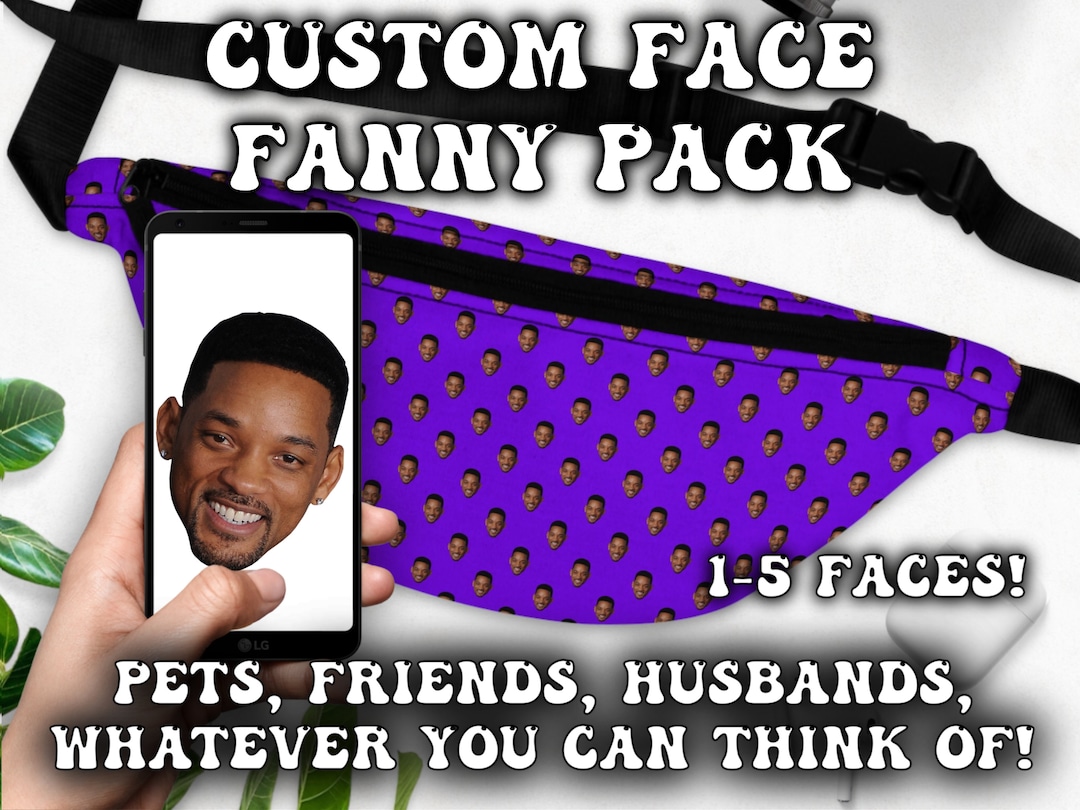 Custom Face Fanny Pack, Custom Dog Personalized Fanny Pack, Custom Text ...