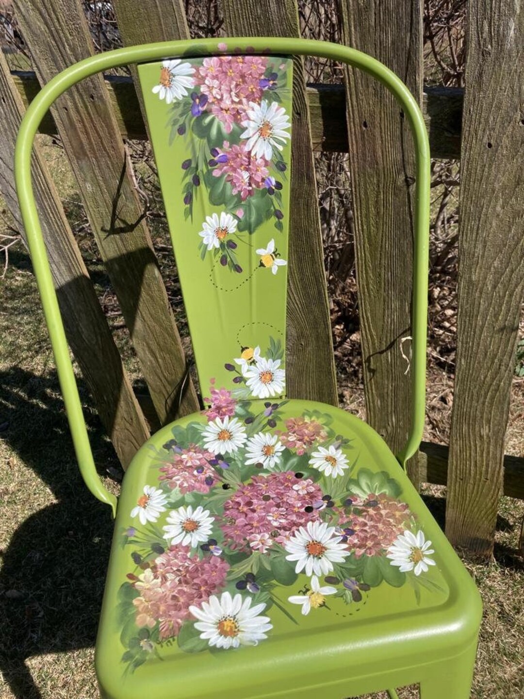 Hand Painted Floral Bar Stool - Etsy