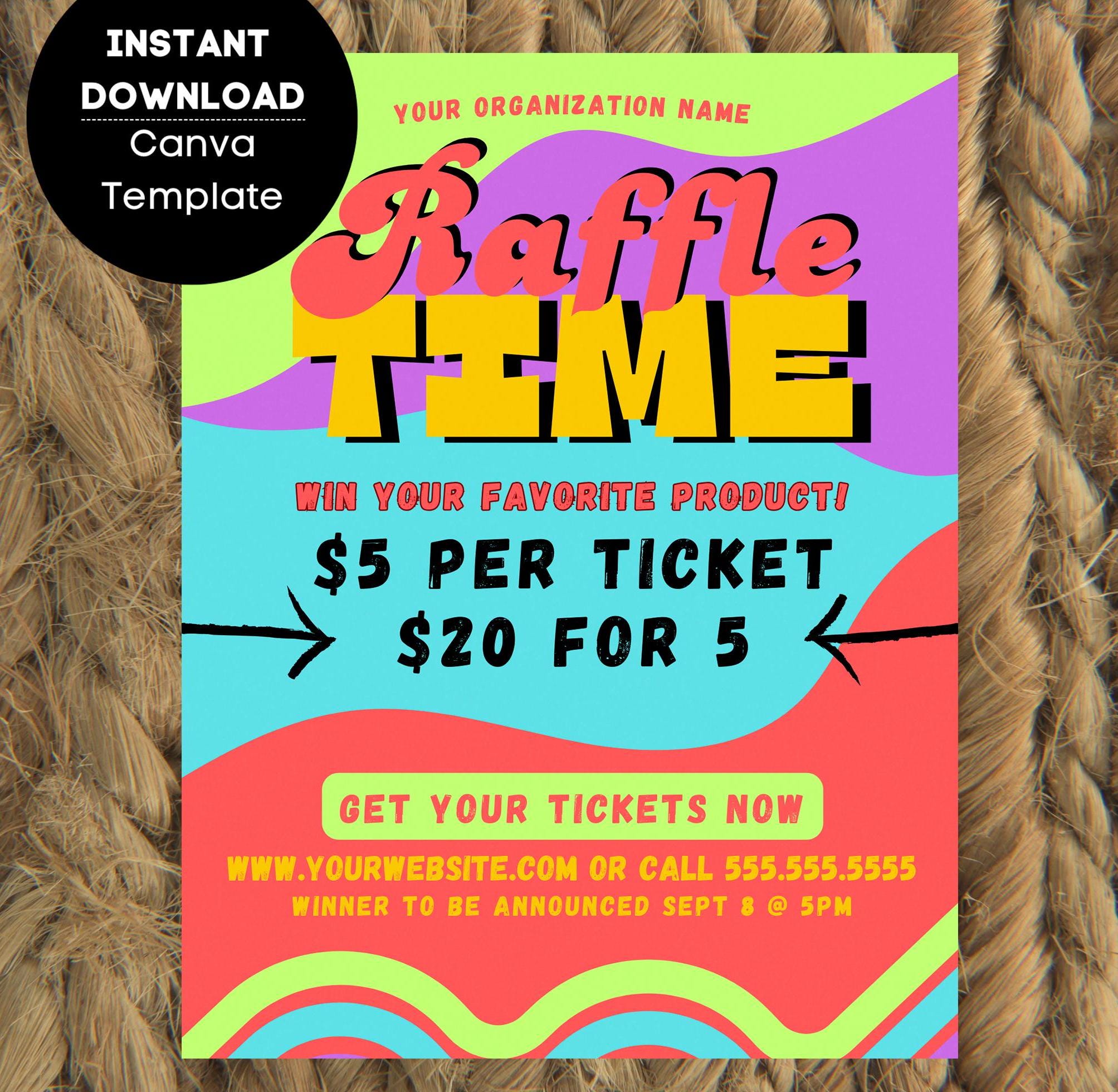 DIY Raffle Flyer - Canva Template - Fully Customizable Groovy Retro ...