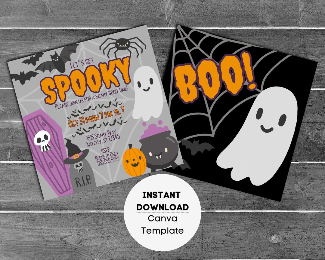 Editable Halloween Invitation - Canva Template - Instant Download ...