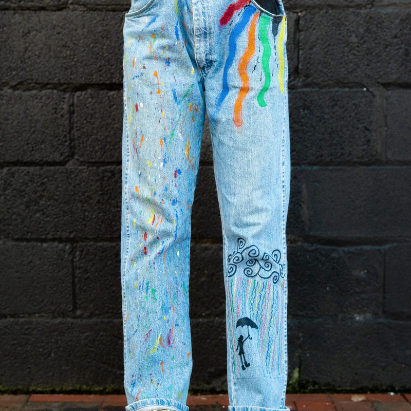 Handpainted Jeans - Etsy