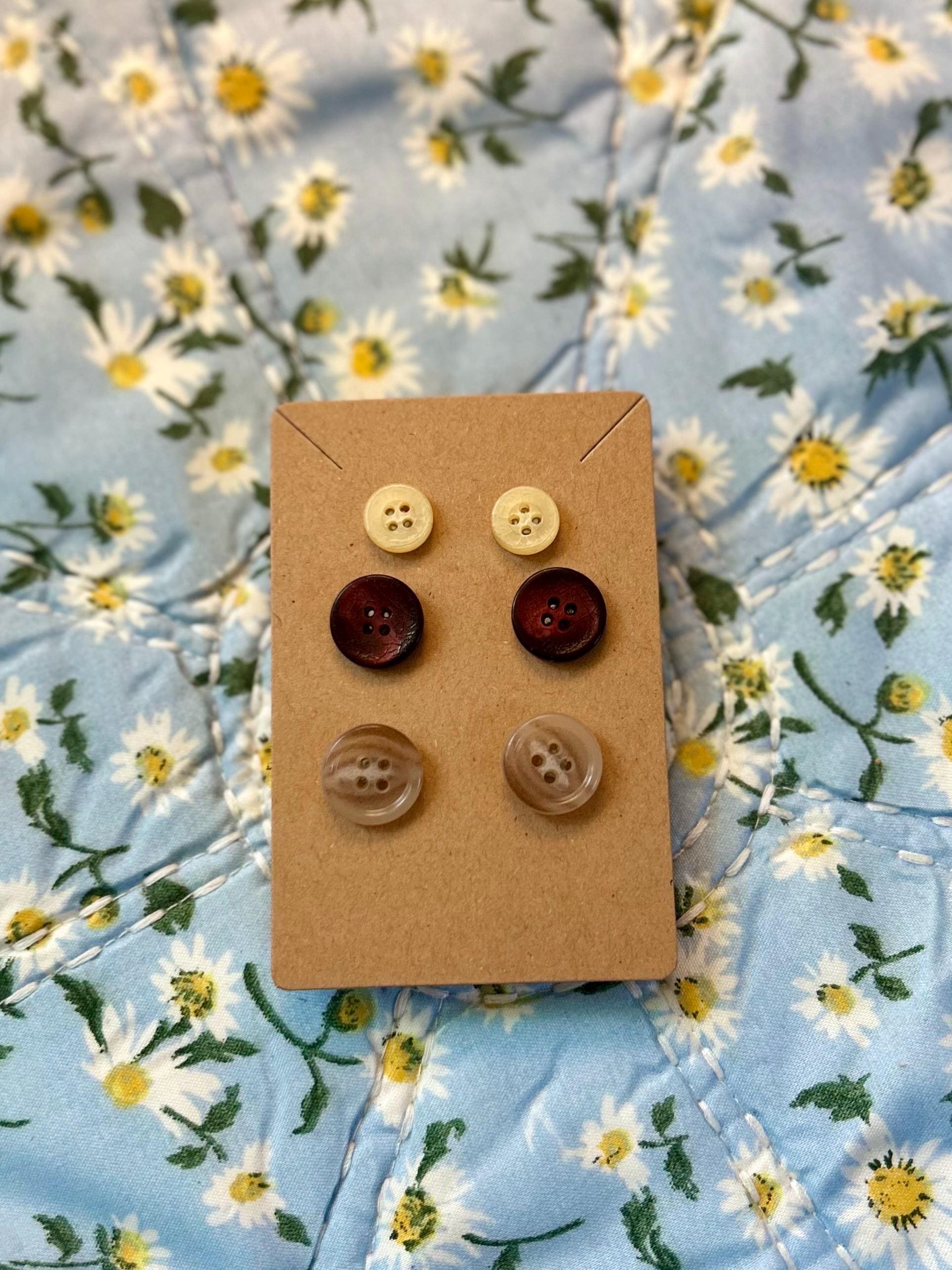 Vintage Button Earrings - Etsy