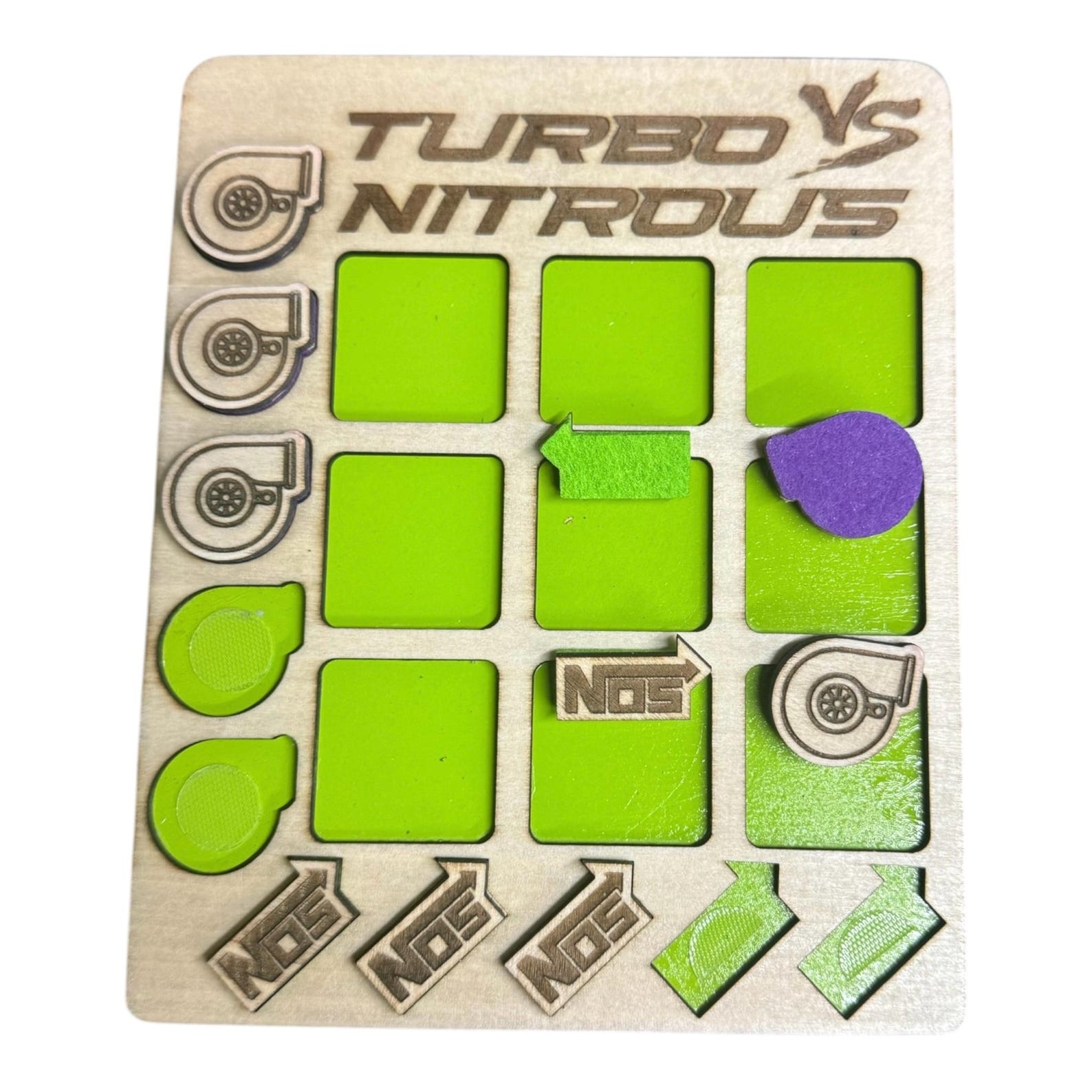Turbo Vs Nitrous Tic Tac Toe | Handmade Wood Game | Travel Bag Included ...