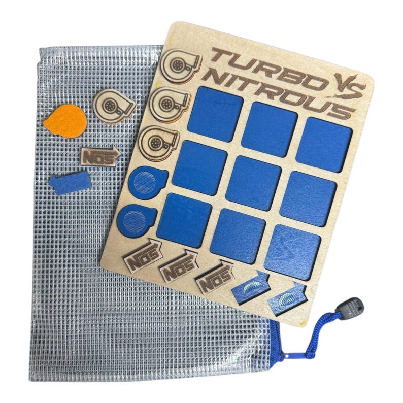 Turbo Vs Nitrous Tic Tac Toe | Handmade Wood Game | Travel Bag Included ...