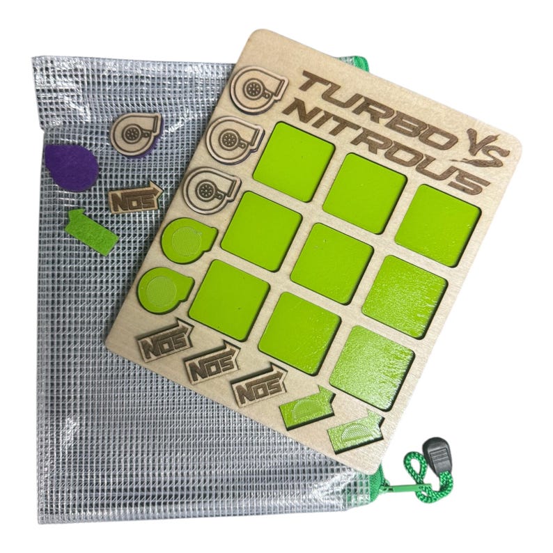 Turbo Vs Nitrous Tic Tac Toe | Handmade Wood Game | Travel Bag Included ...