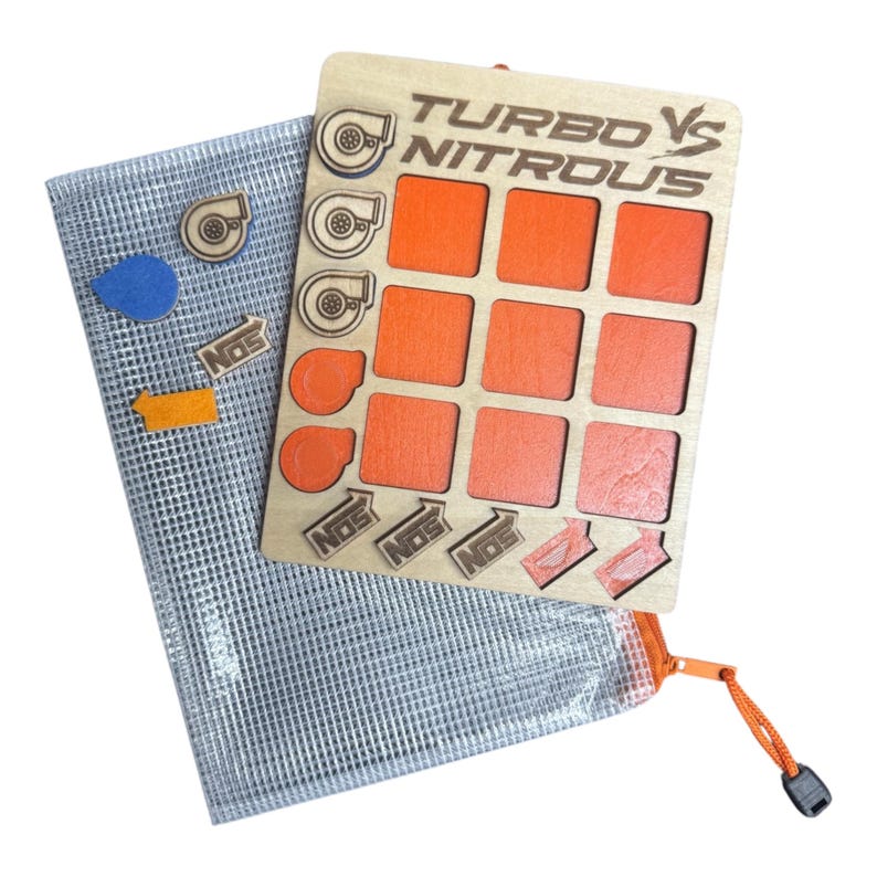 Turbo Vs Nitrous Tic Tac Toe | Handmade Wood Game | Travel Bag Included ...