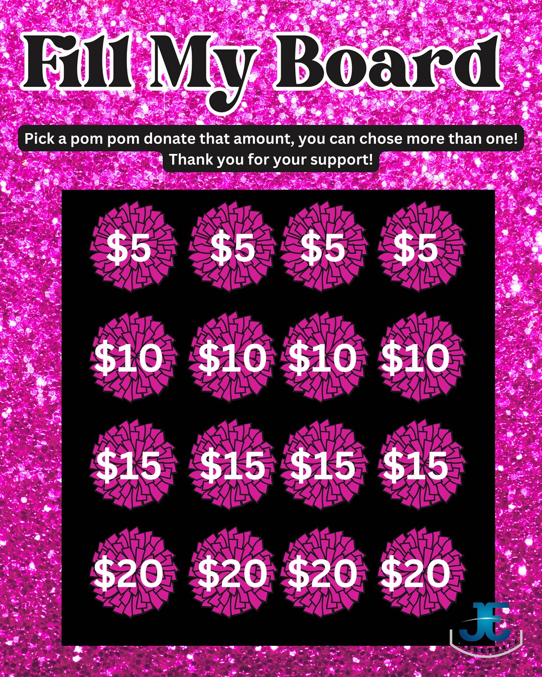Customizable, Cheer Fundraiser, Fill My Board , Digital Download ...