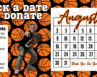 Customizable, Basketball Fundraiser, April Calendar, Digital Download ...