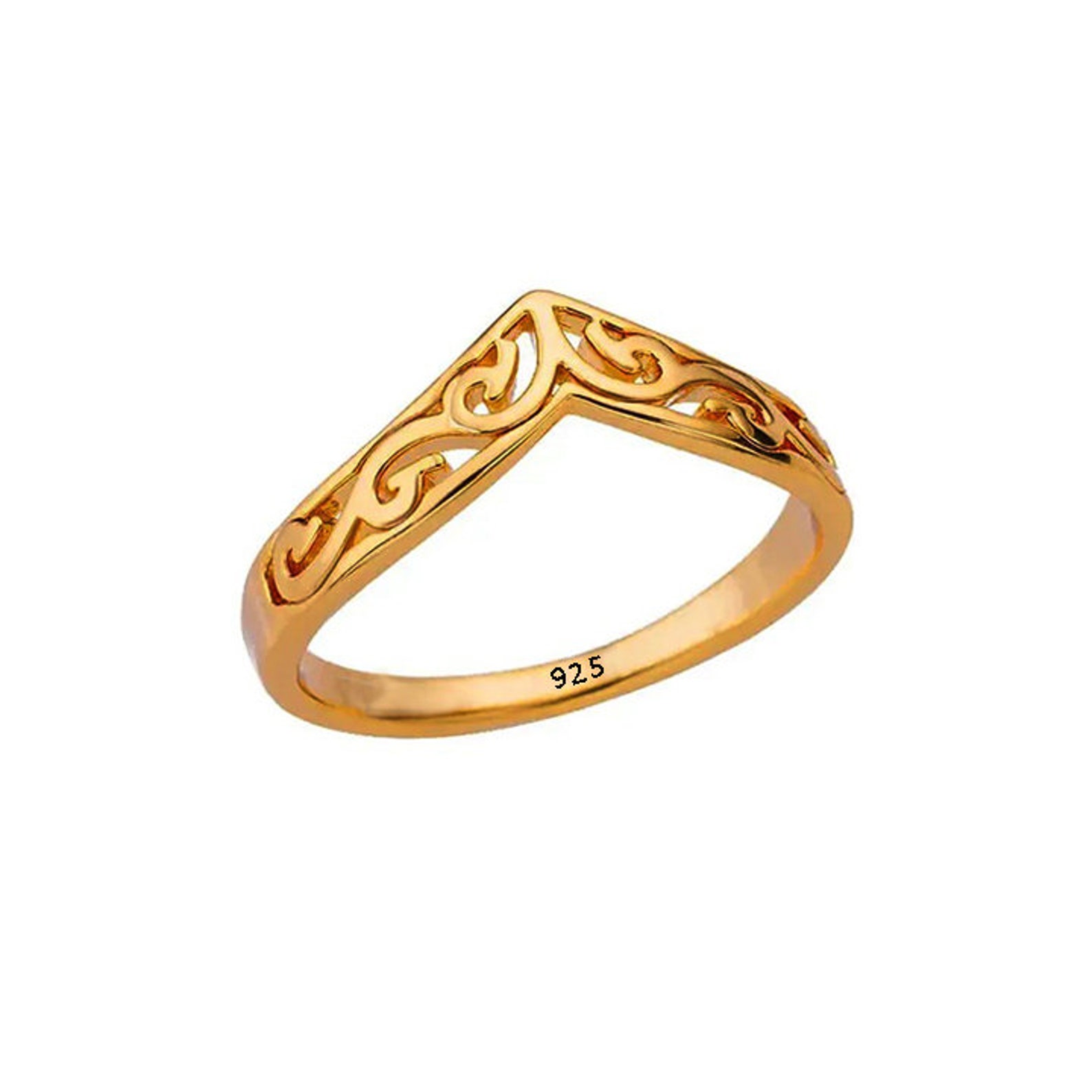 Chevron Ring, V Shape Band Ring, Chevron Filigree Ring, Dainty Ring ...