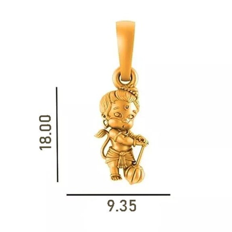 God Hanuman Pendant for Men and Women, Lord Bajrang Bali Locket, Gold ...