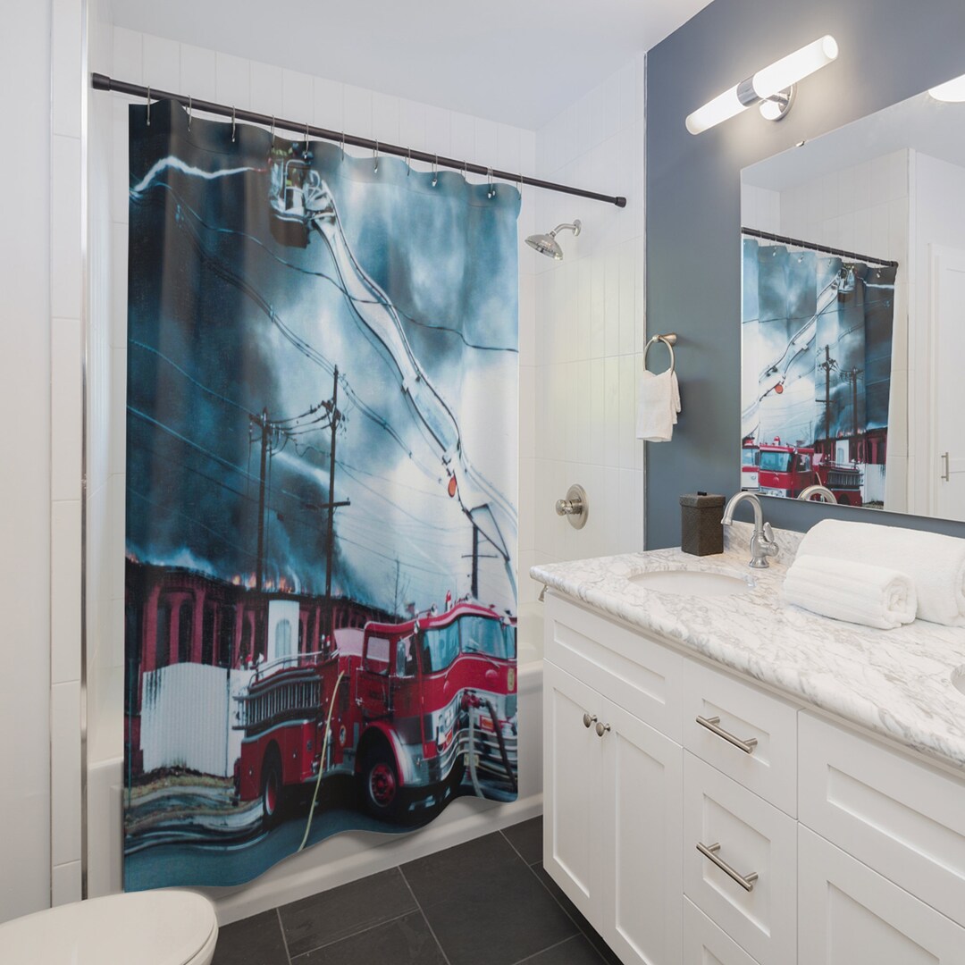 American Fire Truck Shower Curtains - Etsy