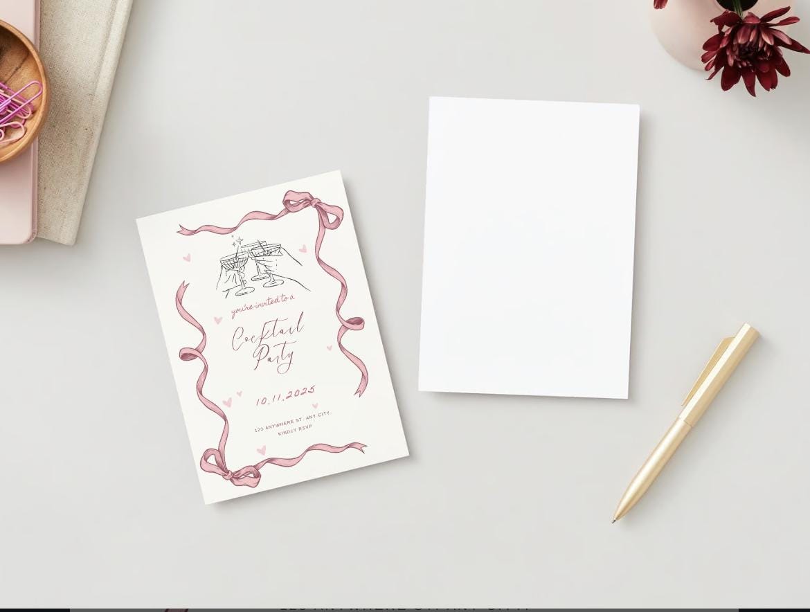 Editable Cocktail Party Invite - Etsy