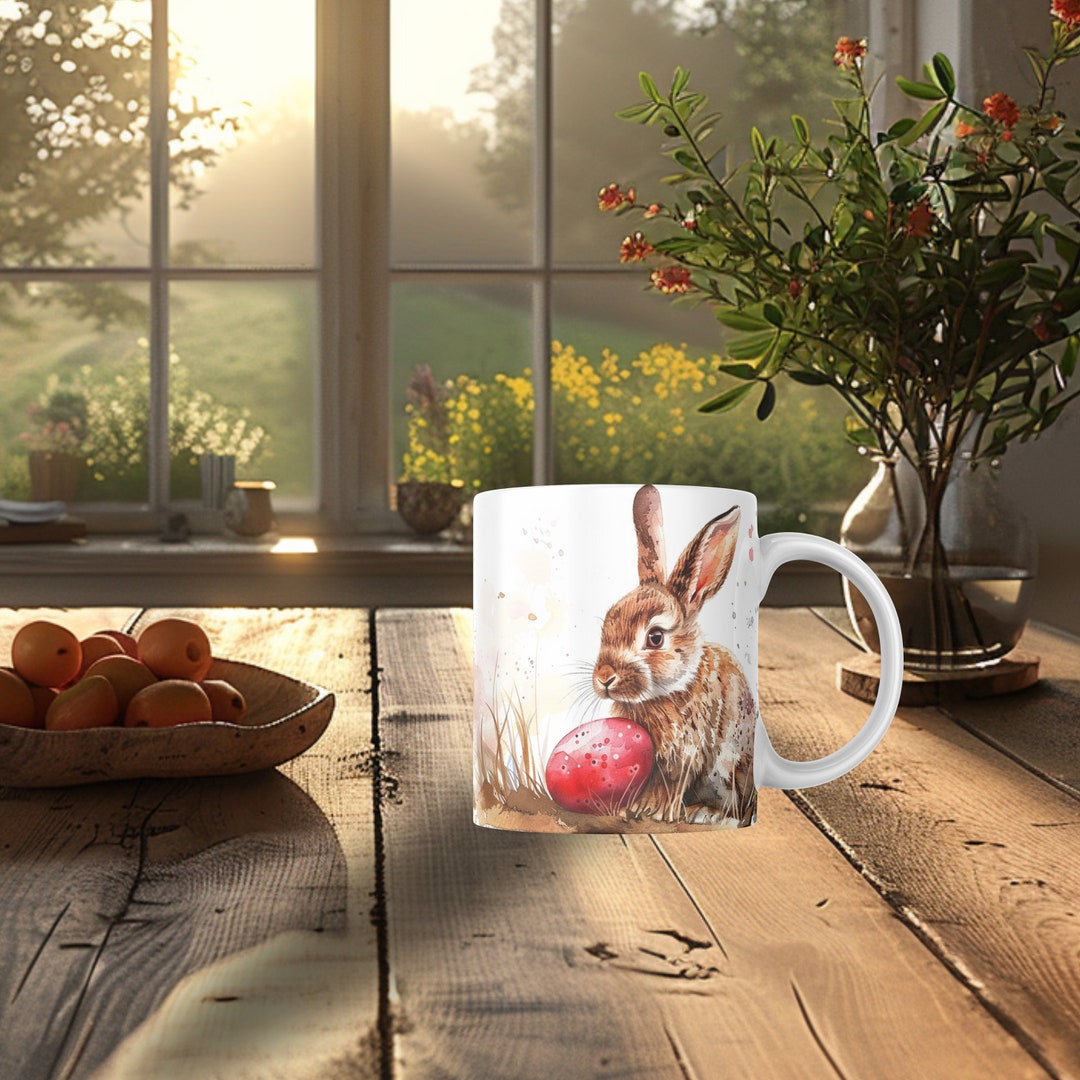 Easter Bunny Mug Springtime Rabbit Coffee Cup Perfect Easter Gift ...